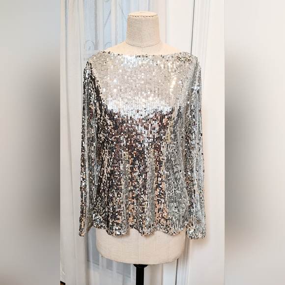 INC International Concepts | Tops | Silver Sequin Top M Inc Fully Lined ...